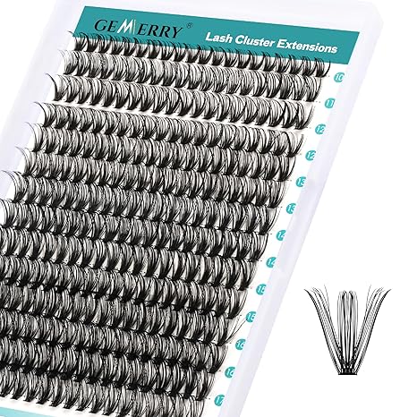 GEMERRY Lash Clusters 280pcs 40D DIY Eyelash Extension D Curl Individu
